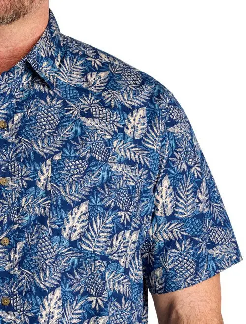 OAK HILL BY DXL Big & Tall Pineapple Print Sport Shirt