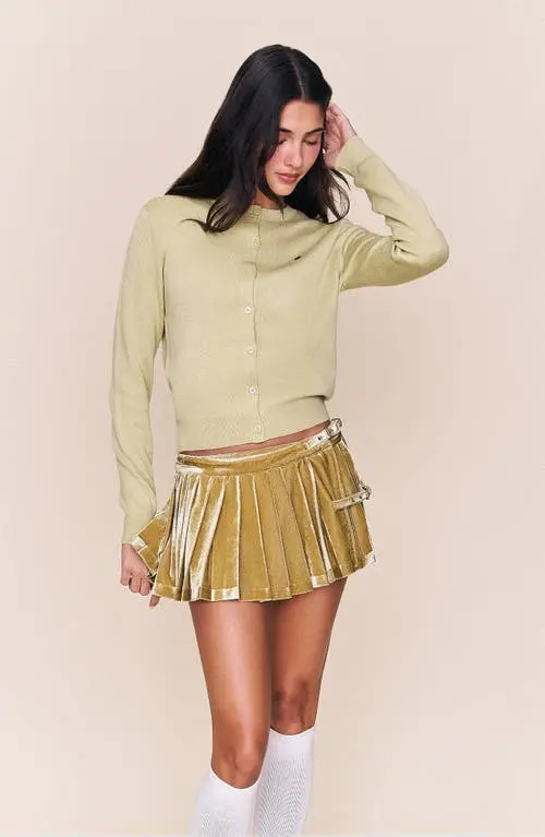 GUIZIO Rylan Velvet Mini Skirt - Olive