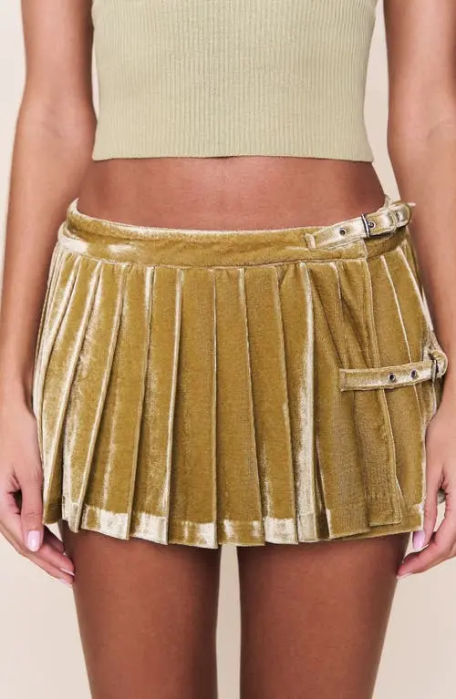 GUIZIO Rylan Velvet Mini Skirt - Olive