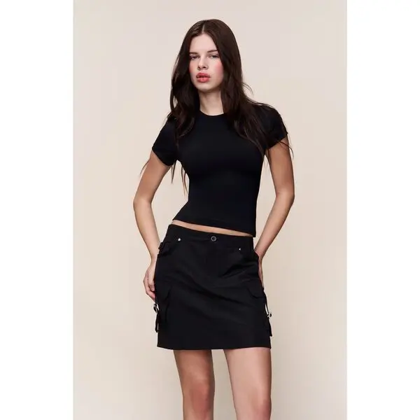 GUIZIO Low-rise Mini Cargo Skirt - Black