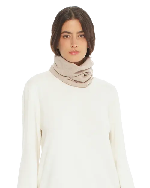 MONTICELLI CASHMERE Pure Cashmere Knit Collar Scarf - Beige