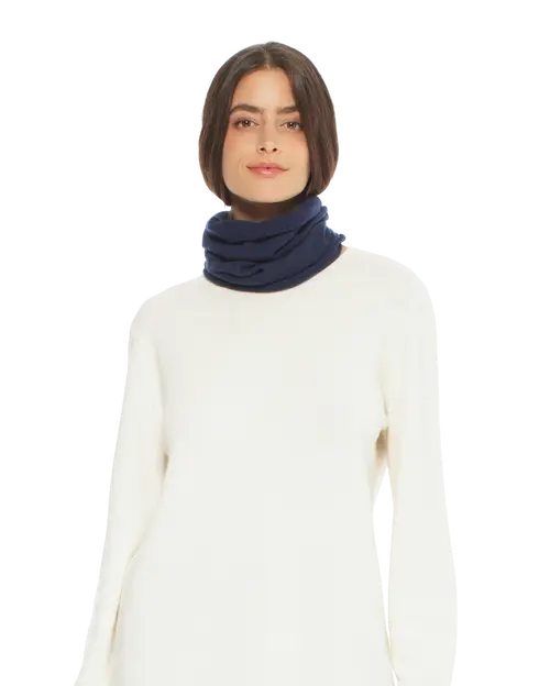 MONTICELLI CASHMERE Pure Cashmere Knit Collar Scarf - Blue