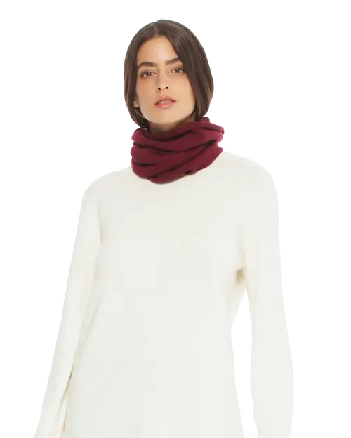 MONTICELLI CASHMERE Pure Cashmere Knit Collar Scarf - Bordeaux