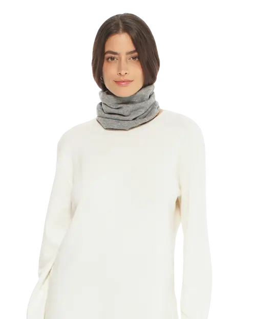 MONTICELLI CASHMERE Pure Cashmere Knit Collar Scarf - Melange Grey