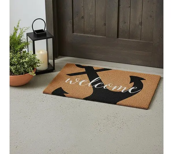 HOMEROOTS 24' X 36' Natural & Black Anchor Welc Ome Door Mat - One-color