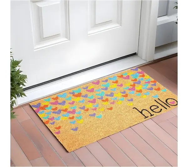 HOMEROOTS 17' X 29' Multicolor Heart Outdoor Do Or Mat - One-color