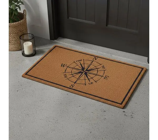 HOMEROOTS 16' X 30' Brown And Blue Compass Coi R Door Mat - One-color