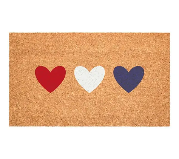 HOMEROOTS 24' X 36' Patriotic Hearts Outdoor Co Ir Door Mat - One-color
