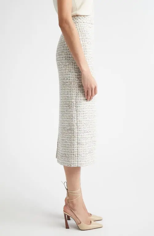 St. John Côte D'azure Tweed Midi Pencil Skirt - Ecru/taupe Multi