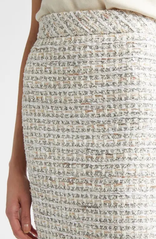 St. John Côte D'azure Tweed Midi Pencil Skirt - Ecru/taupe Multi