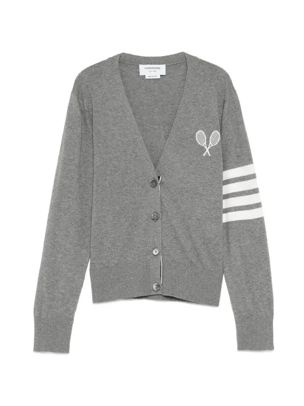 Thom Browne Logo Cardigan - Grey