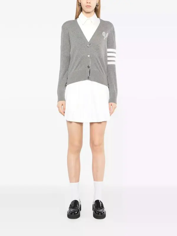 Thom Browne Logo Cardigan - Grey