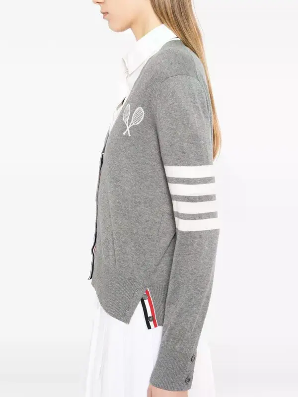 Thom Browne Logo Cardigan - Grey