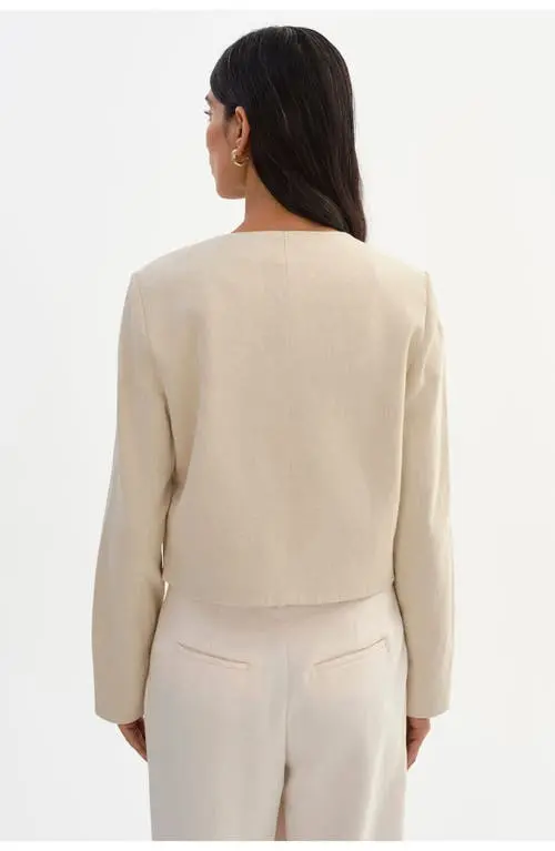 LAMARQUE Francina Linen Twill Collarless Jacket - Natural