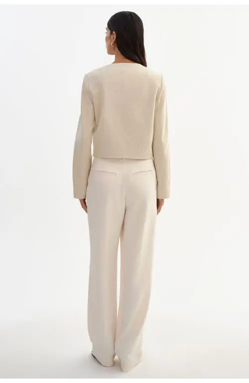 LAMARQUE Francina Linen Twill Collarless Jacket - Natural