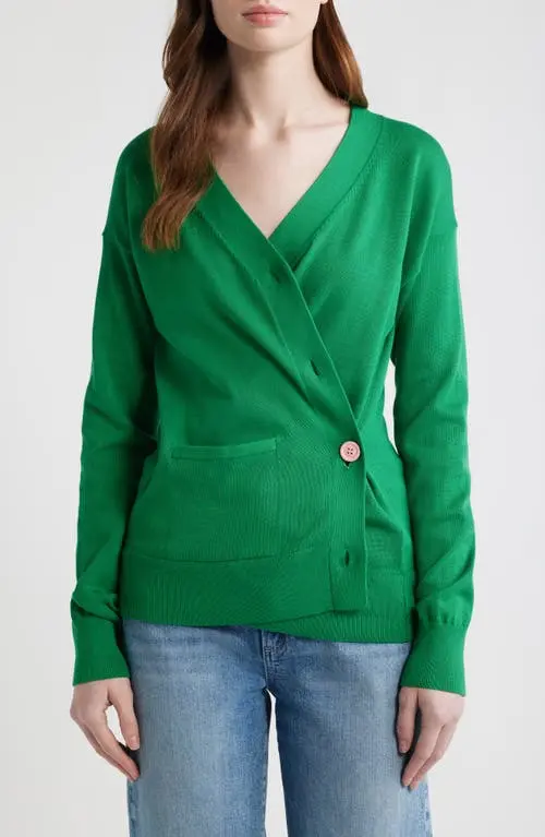 CISSA Button-up Cotton Wrap Cardigan - Grass