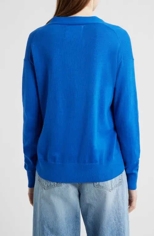 CISSA Button-up Cotton Wrap Cardigan - Primary Blue