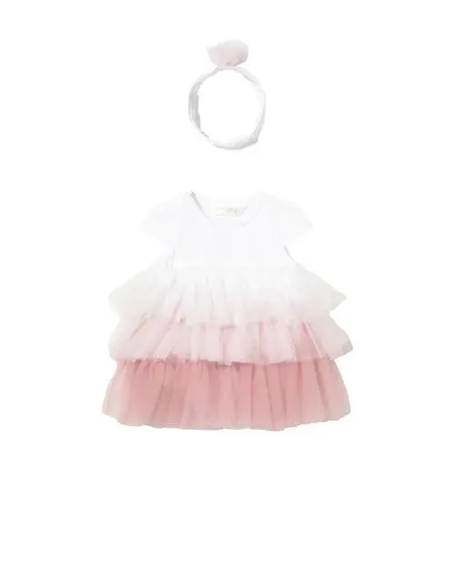 MAYORAL Ruffled Romper With Headband - Pink
