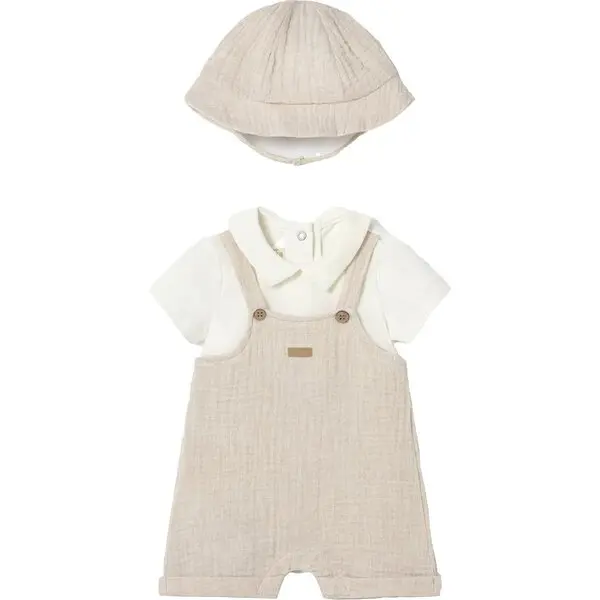 MAYORAL Romper And Hat Set - Beige