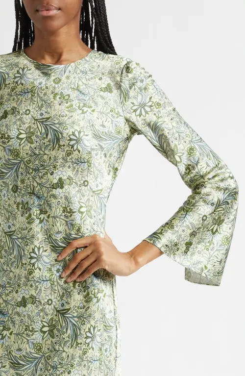 Veronica Beard Gemma Paisley Floral Long Sleeve Maxi Dress - Light Pistachio Multi