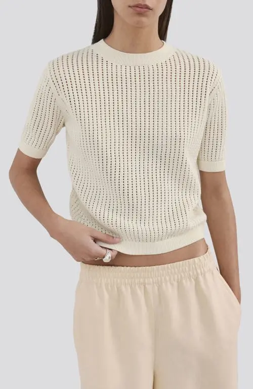 Mango Pera Open Stitch Crewneck Sweater - Ecru