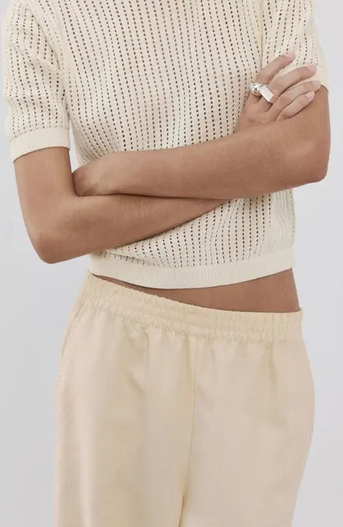 Mango Pera Open Stitch Crewneck Sweater - Ecru