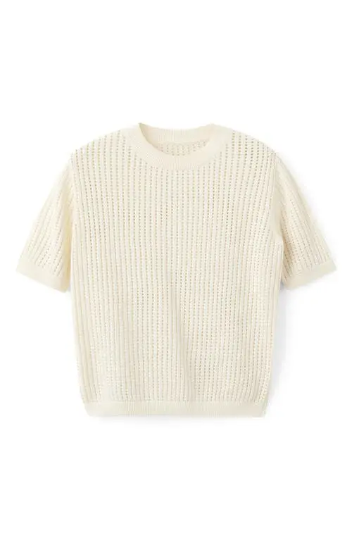 Mango Pera Open Stitch Crewneck Sweater - Ecru