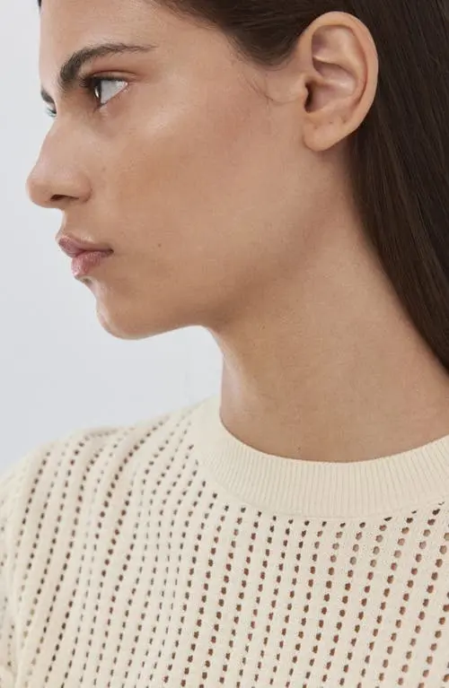 Mango Pera Open Stitch Crewneck Sweater - Ecru