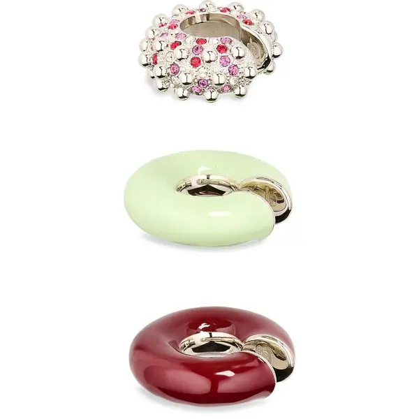 Rabanne Set Of 3 Ear Cuffs - P082 Purple/green/silver