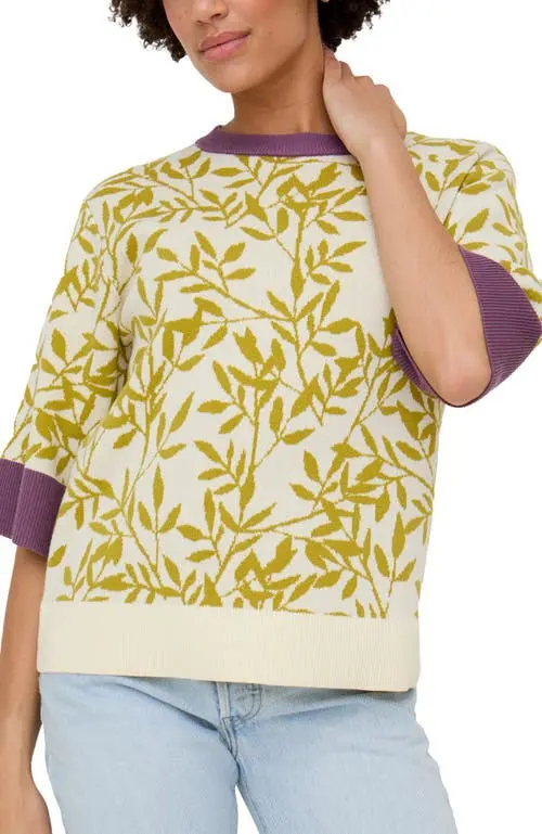 RAFFYA Daffodil Leaf Print Knitted T-shirt