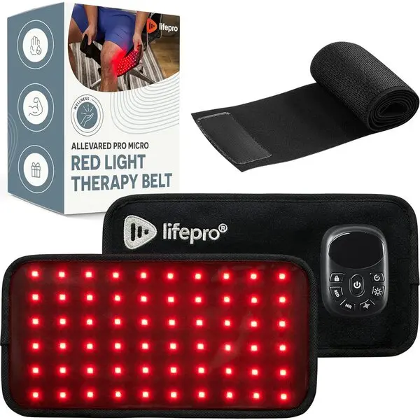 LIFEPRO Allevared Micro Red Light Therapy Belt 660nm & 850nm Near Infrared Red Light Pad - Black