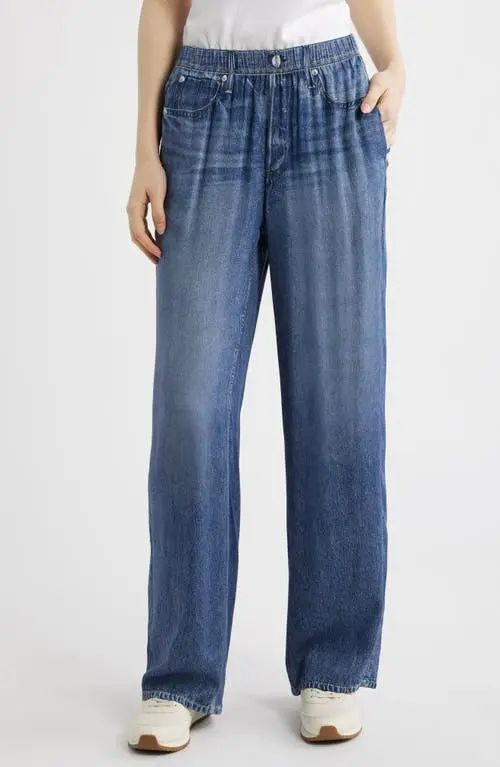 Rag & Bone Rb Miramar Slink Trompe L'oeil Faux Denim Wide Leg Lounge Pants - Lagoon