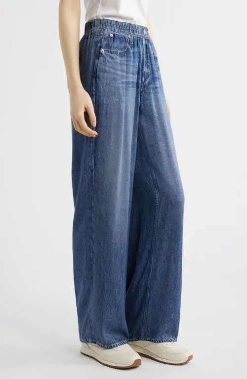 Rag & Bone Rb Miramar Slink Trompe L'oeil Faux Denim Wide Leg Lounge Pants - Lagoon