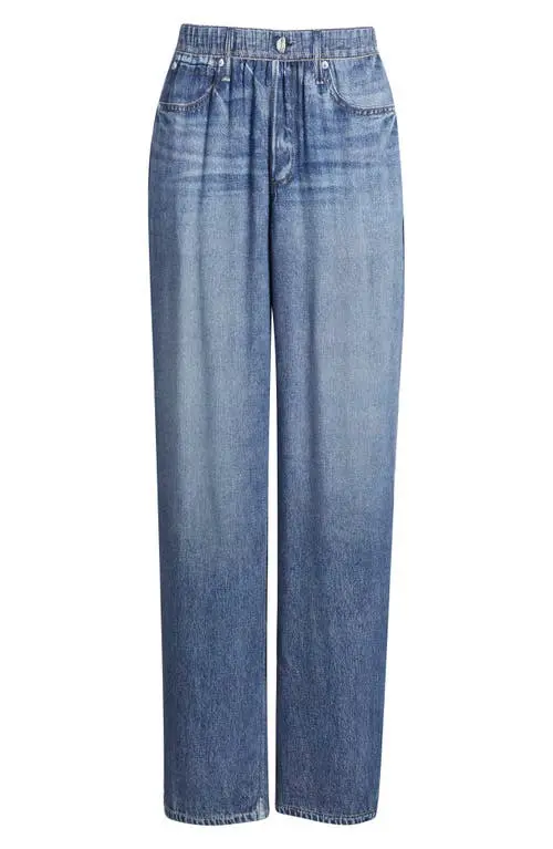 Rag & Bone Rb Miramar Slink Trompe L'oeil Faux Denim Wide Leg Lounge Pants - Lagoon