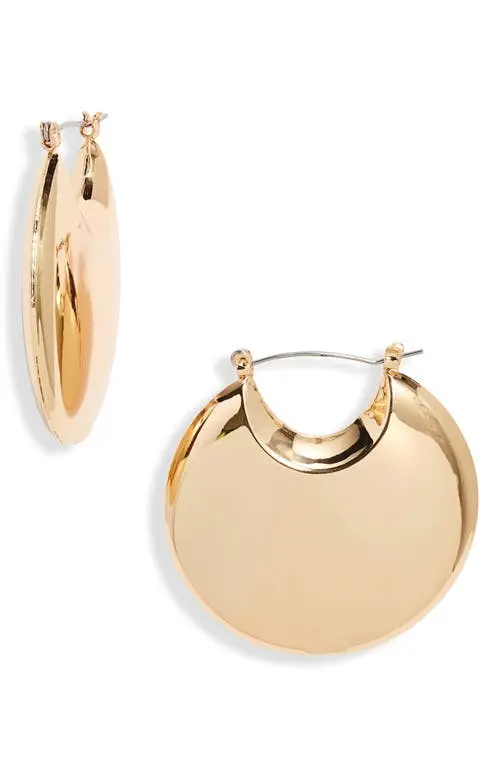 OPEN EDIT Puffy Polished Hoop Earrings - Gold