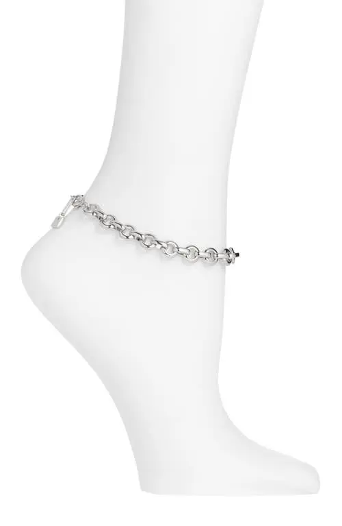OPEN EDIT Flat Cable Chain Anklet - Silver