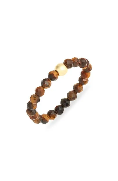 KIARA BY KI-ELE Sai Tiger's Eye Stretch Ring - Gold/tigers Eye