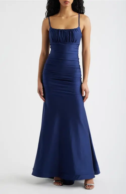 EMERALD SUNDAE Sateen Strappy Mermaid Gown