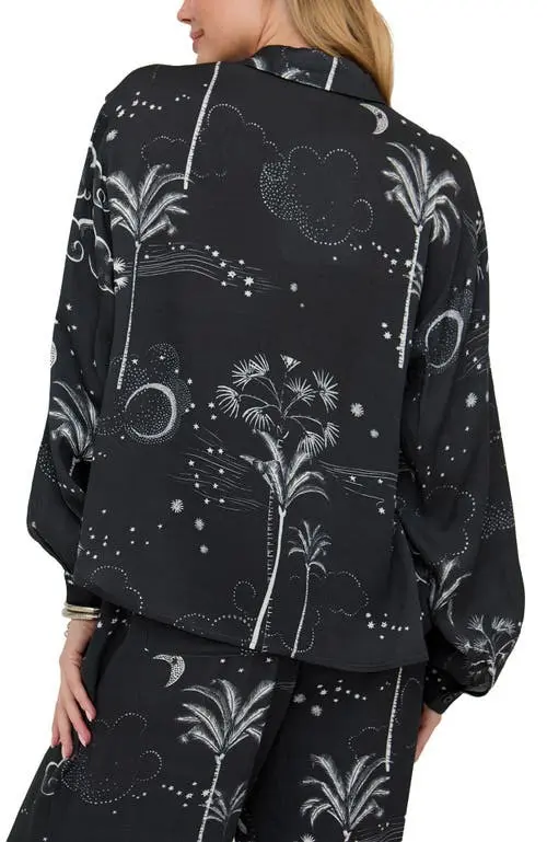 RAFFYA Palm Print Button-down Shirt
