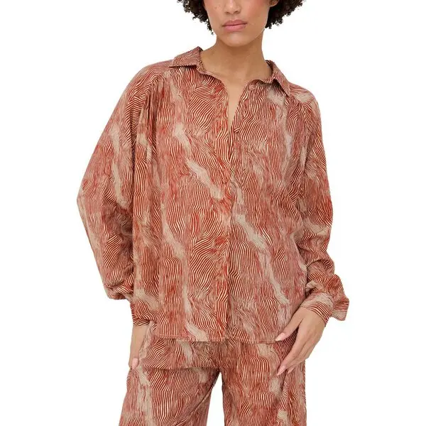RAFFYA Tiger Print Button-down Shirt