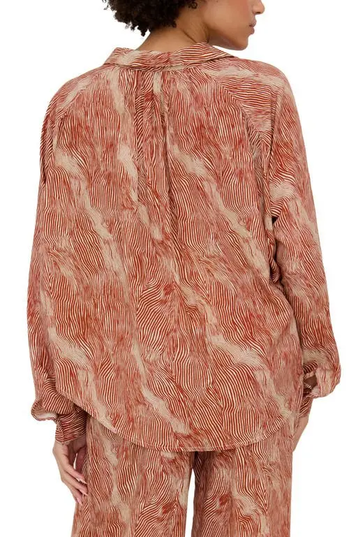 RAFFYA Tiger Print Button-down Shirt