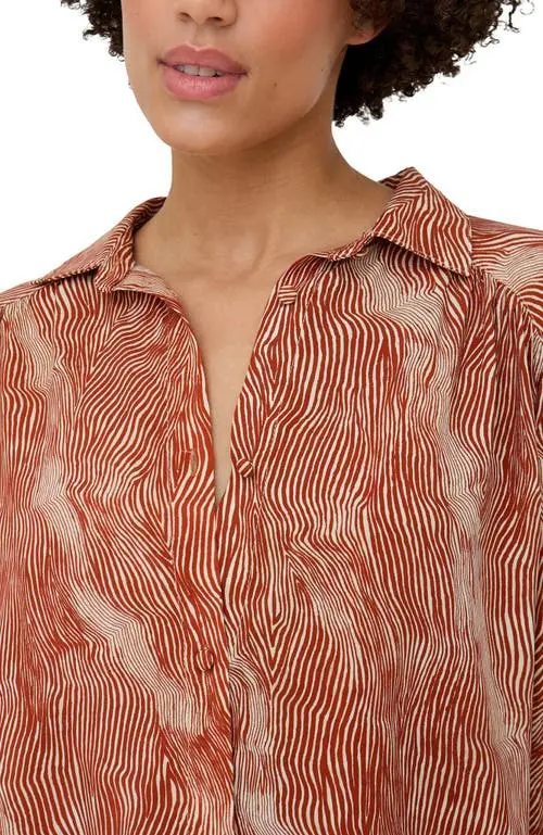 RAFFYA Tiger Print Button-down Shirt