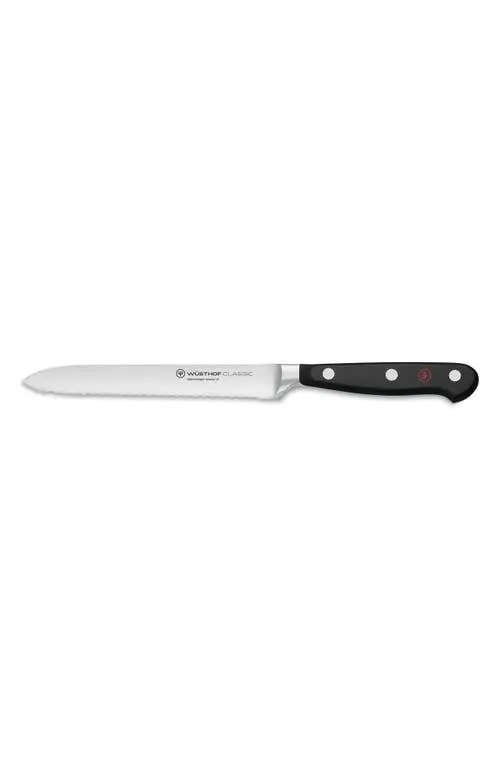 WUSTHOF Classic Ikon 5-inch Serrated Utility Knife - Black