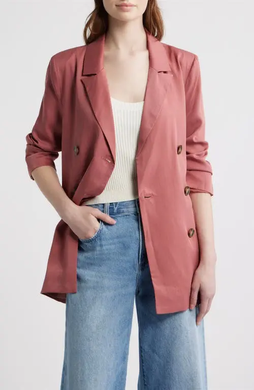 Dra Anthony Double-breasted Longline Blazer - Lipstick