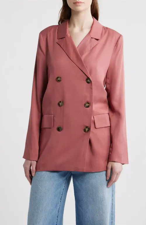 Dra Anthony Double-breasted Longline Blazer - Lipstick