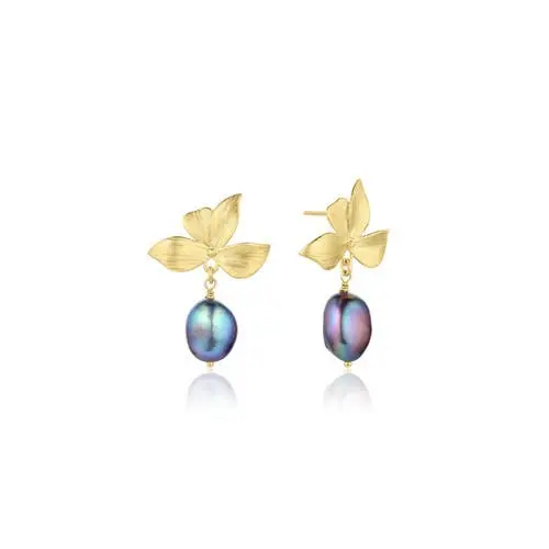 SET & STONES Maeve Pearl Drop Earrings - Gold/peacock