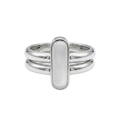 SEREE Infinity Duo Bar Ring - White