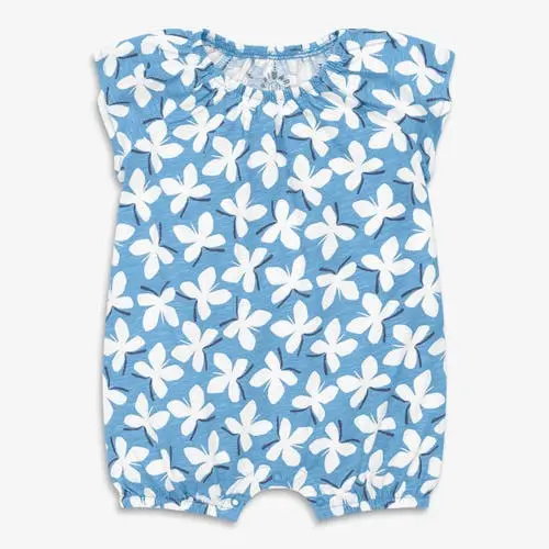 PRIMARY Baby Flutter Sleeve Shortie In Butterflies - Cornflower Butterflies