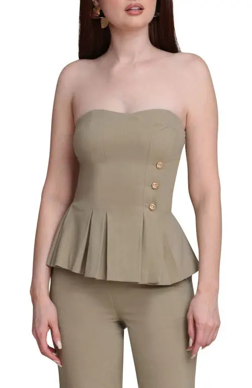 Avec Les Filles Strapless Pleated Peplum Top