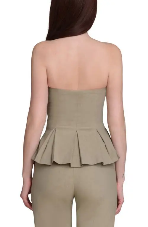 Avec Les Filles Strapless Pleated Peplum Top